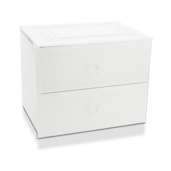 White Crystal Jewellery Box With Drawers - P56178 | F.Hinds Jewellers