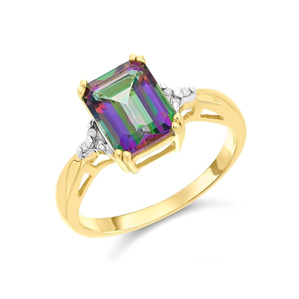 9ct Gold Mystic Topaz And Diamond Ring - R0970 | F.Hinds Jewellers