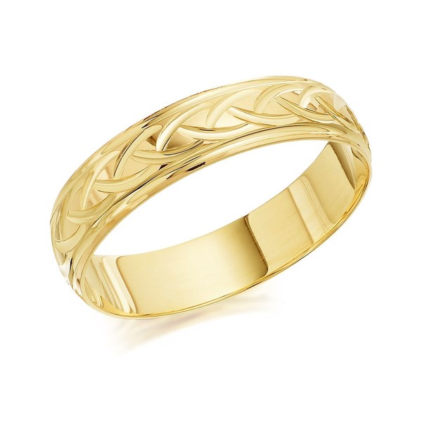 9ct Gold Woven Diamond Cut Wedding Ring - 5mm - R4349 | F.Hinds Jewellers