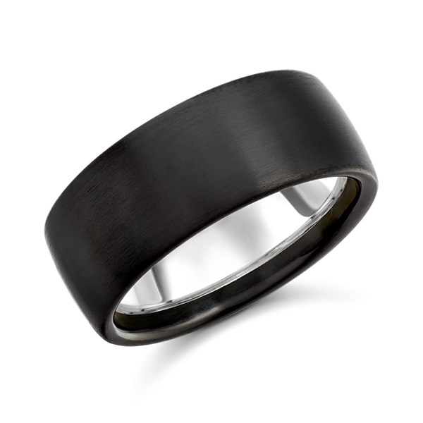 Zedd Zirconium And Silver Wedding Ring - 9mm - R4904 | F.Hinds Jewellers