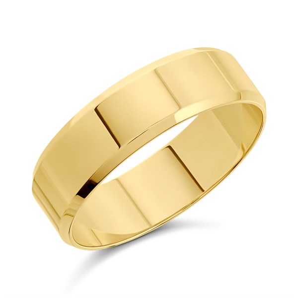 9ct Gold Flat Chamfered Edge Wedding Ring - 6mm - R5256 | F.Hinds Jewellers