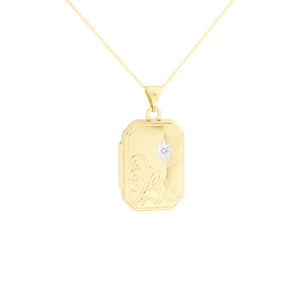 9ct Gold Diamond Locket - R7265 | F.Hinds Jewellers