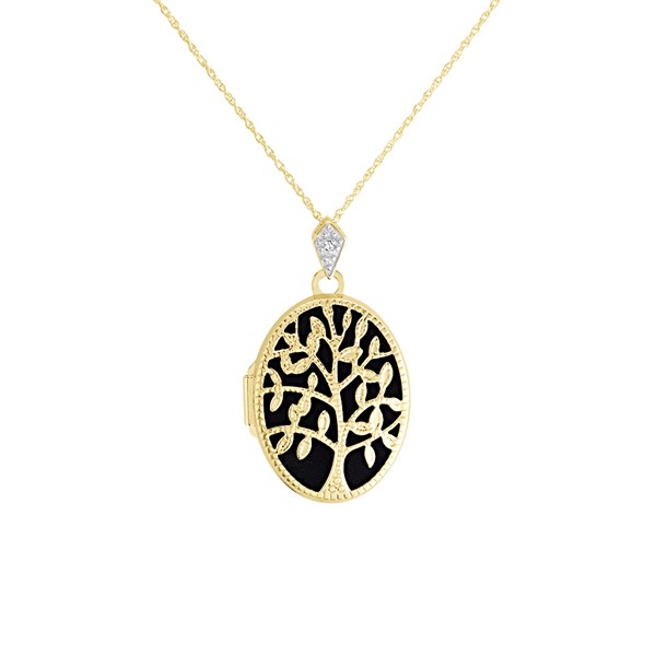 9ct Gold Diamond Filigree Tree Of Life Locket - R7266 | F.Hinds Jewellers