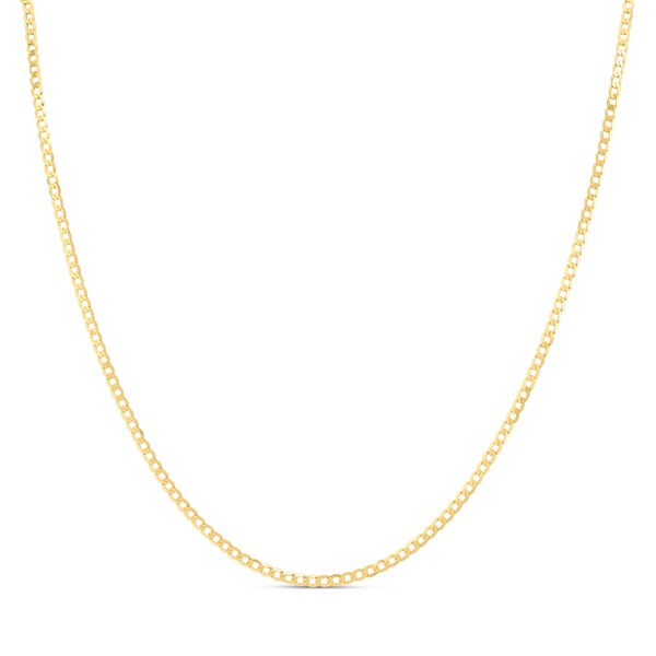 9ct Gold 16in Diamond Cut Solid Flat Curb Chain - R9014 | F.Hinds Jewellers