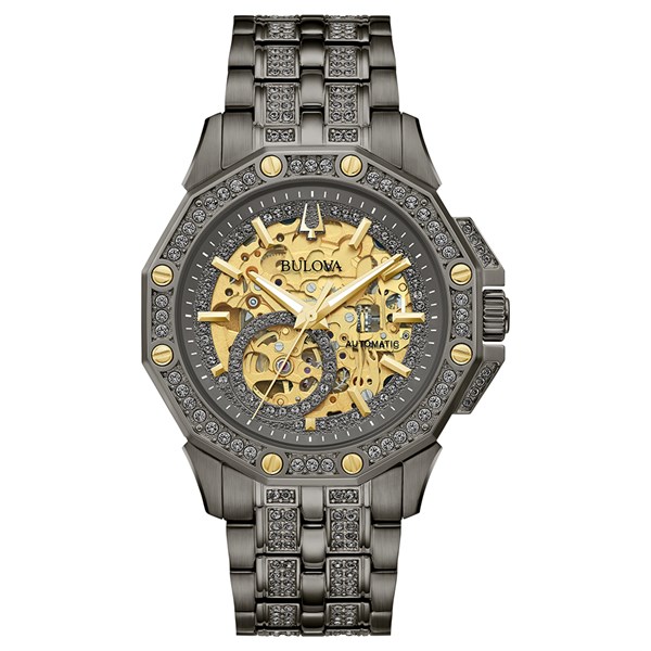Bulova Crystal 98A293 Octava Automatic Grey IP Bracelet Watch - W09251 ...