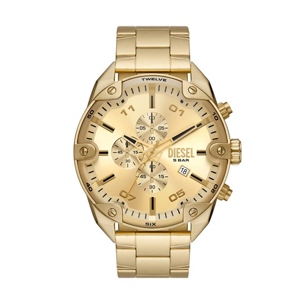 Diesel DZ4608 Spiked Chronograph Gold Tone Bracelet Watch - W11252 | F ...