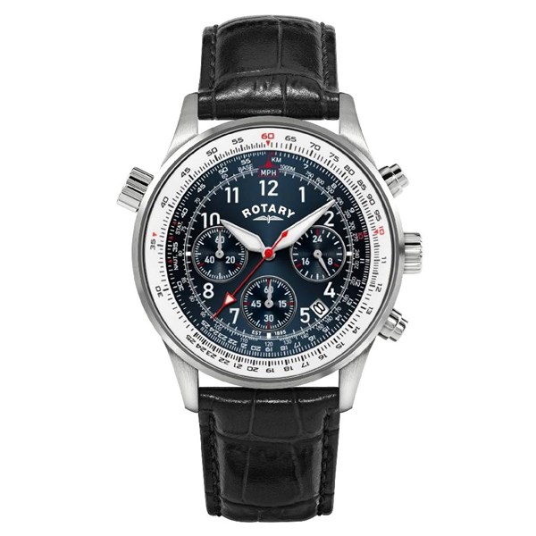 Rotary RGS10009/52 Pilot Chronograph Black Leather Strap Watch - W13208 ...