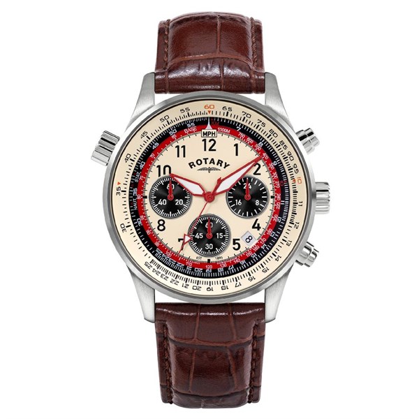 Rotary RGS10009/31 Pilot Chronograph Brown Leather Strap Watch - W13209 ...