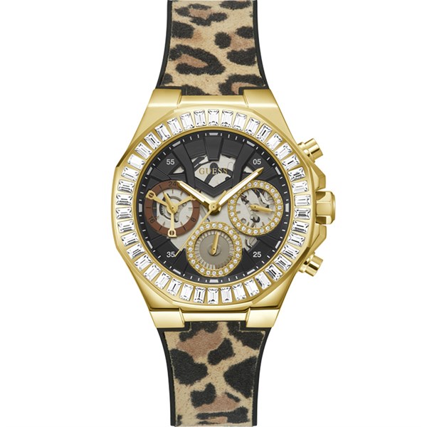 GUESS GW0463L1 Rapture Gold Plated Leopard Strap Watch - W96285 | F ...