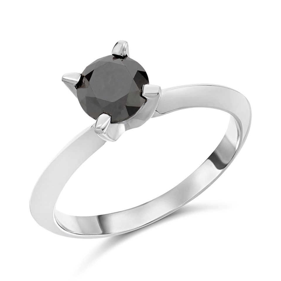 My Diamonds Silver Solitaire Black Diamond Ring, 1ct min - D99280 | F ...